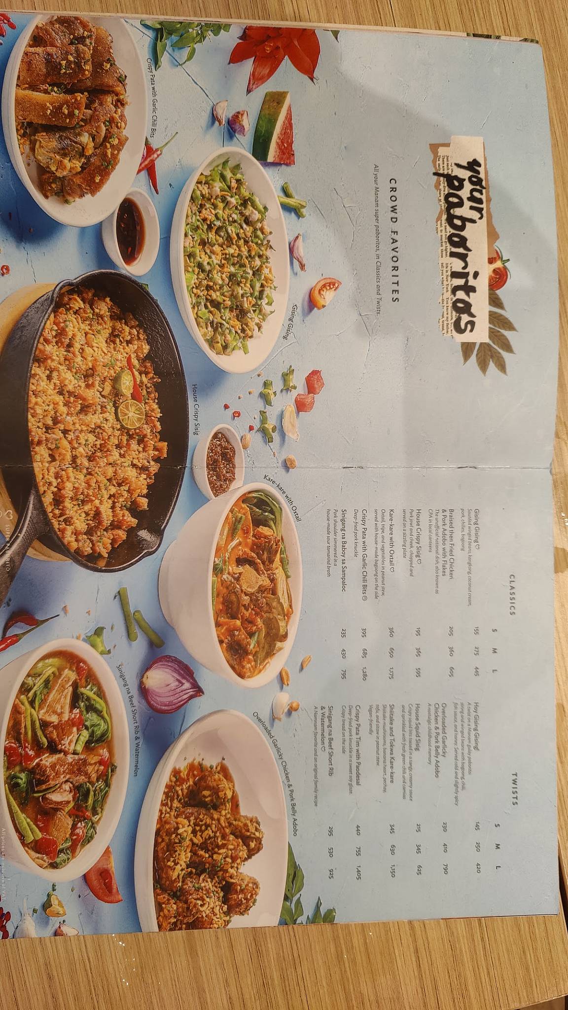 Menu at Manam TriNoma restaurant, Quezon City