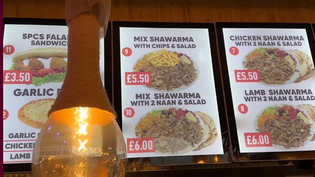 Menu at Dubai Shawarma restaurant, Manchester