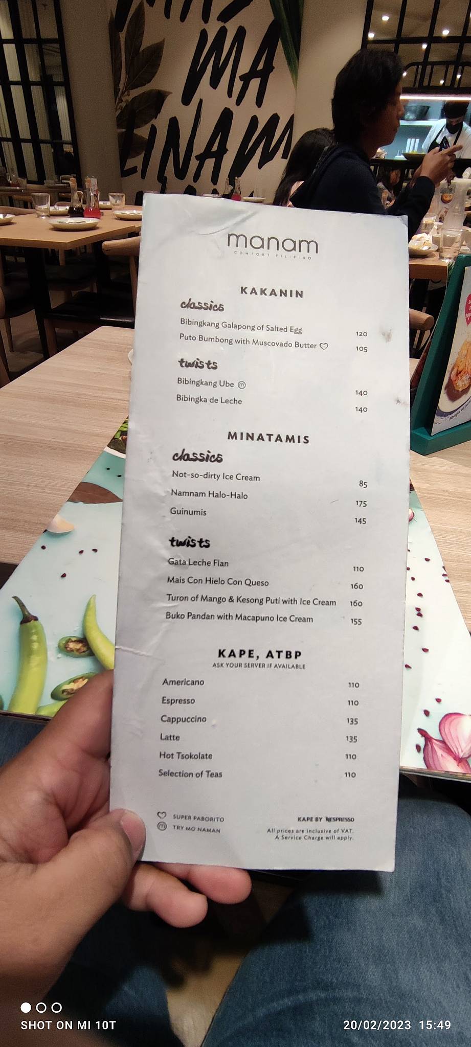 Menu at Manam Cafe Megamall, Mandaluyong, 3/F Mega Fashion Hall