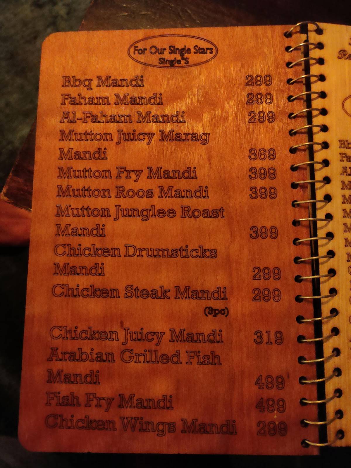 Menu at Mandi croods Vijayawada, Vijayawada