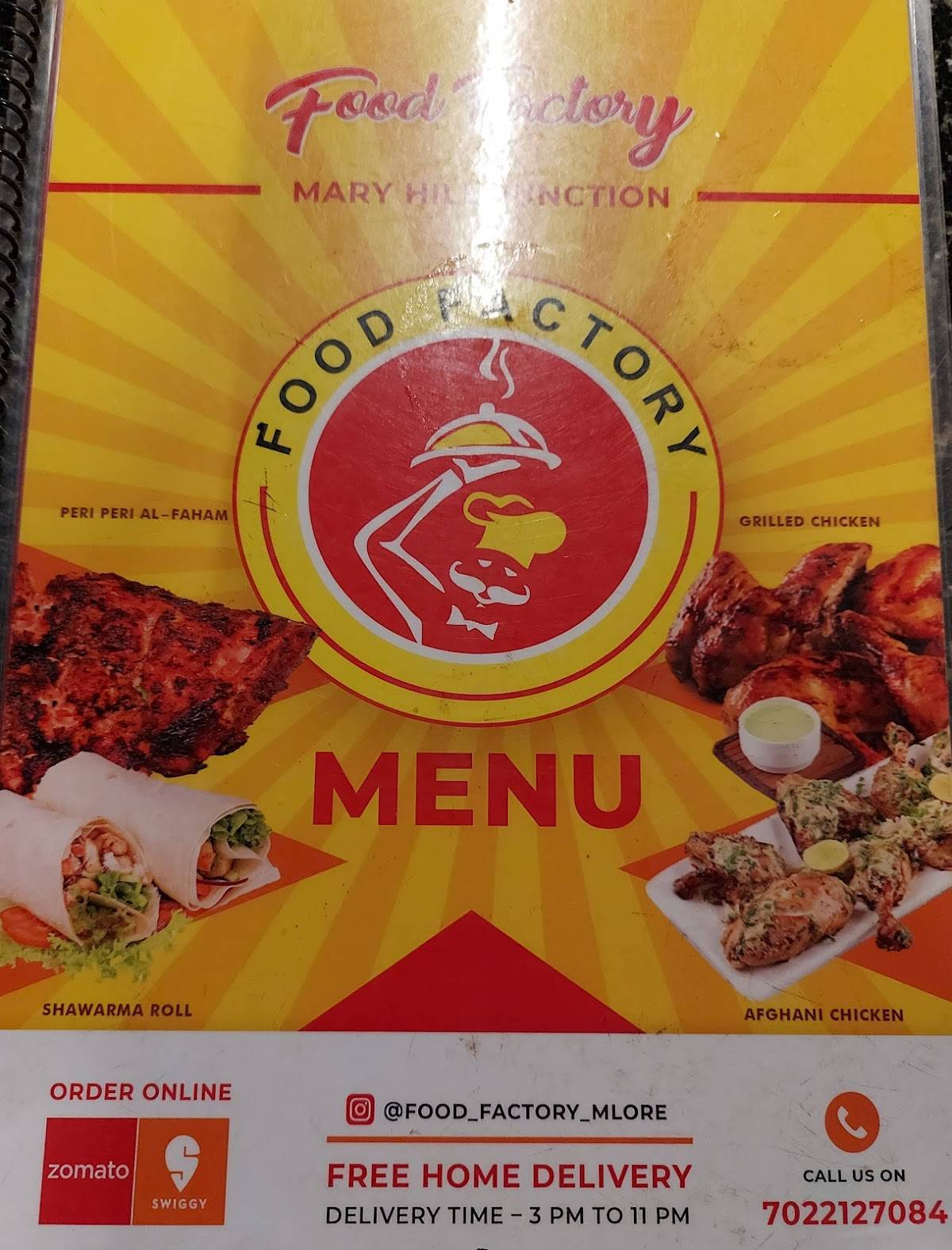 Menu at Food Factory, Mangaluru, cross