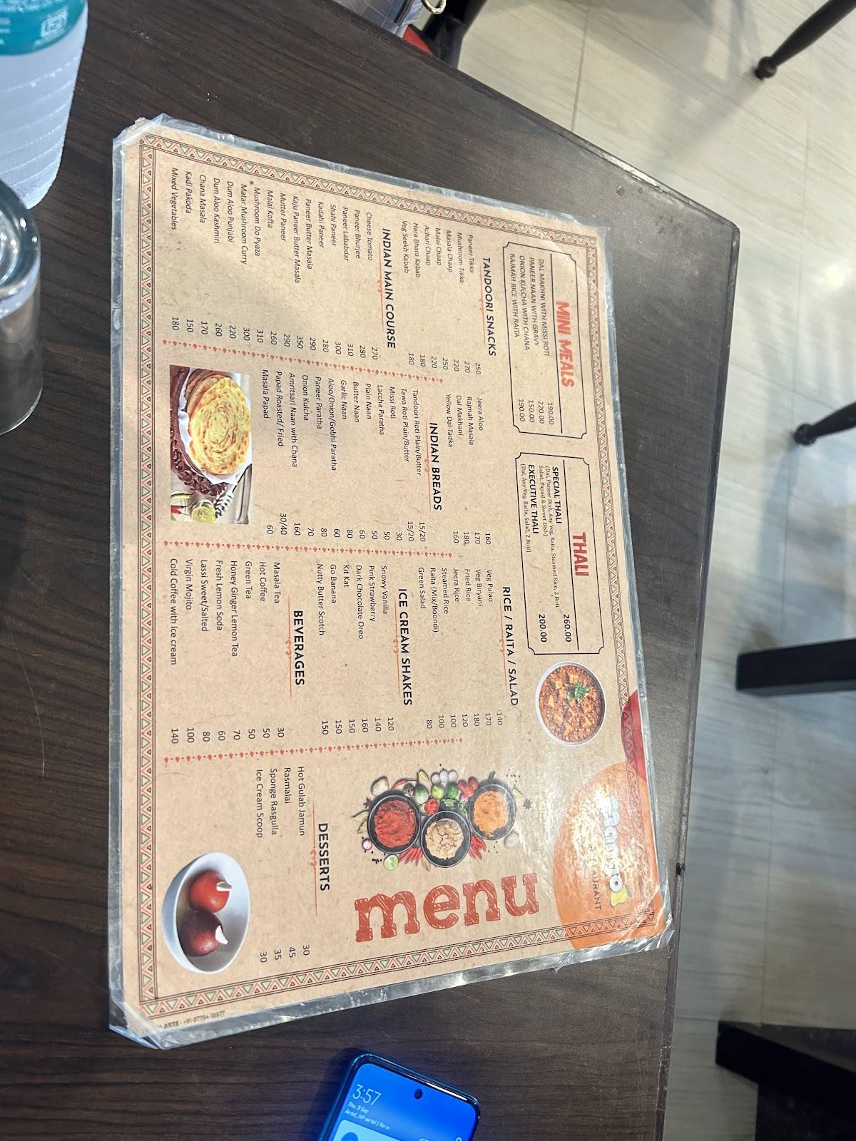 Menu at Mango Hotel, Bakery, Restaurant, Amb