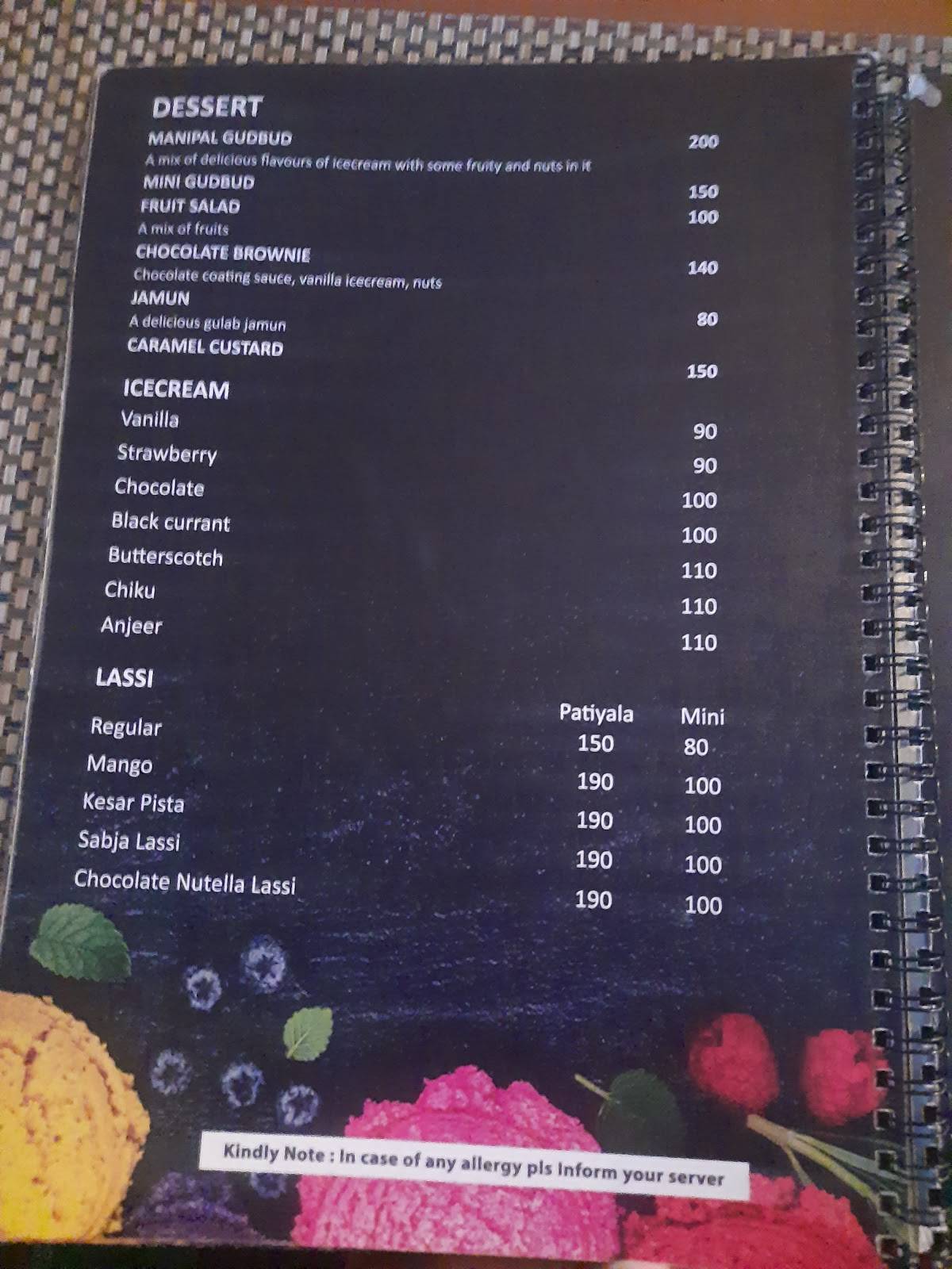 Menu at The Tawa Punjab - Manipal, Manipal