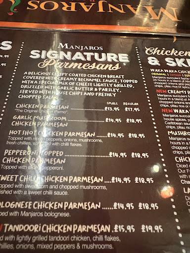Menu at Manjaros Restaurant Darlington, Darlington