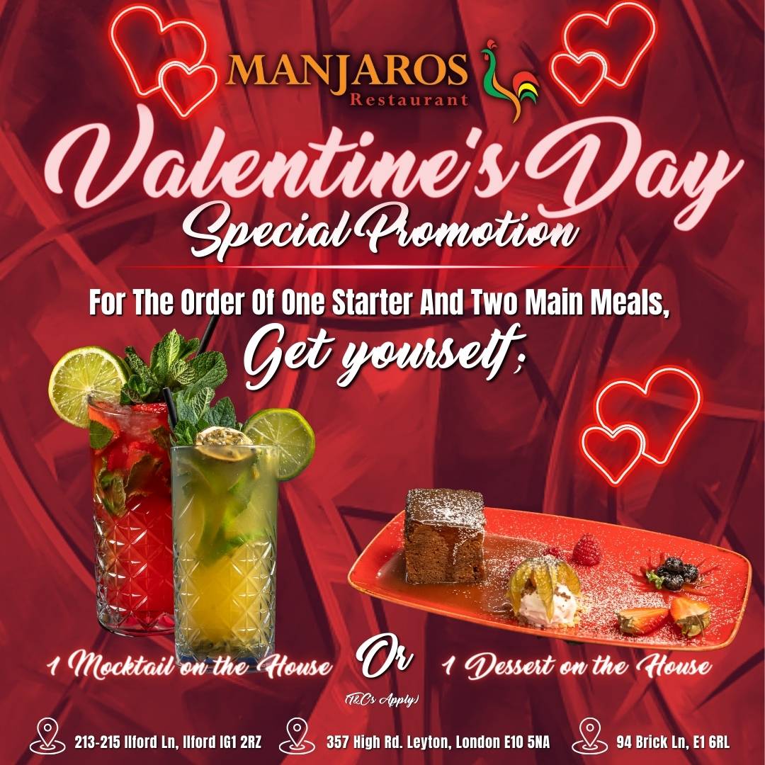 Menu at Manjaros restaurant, London