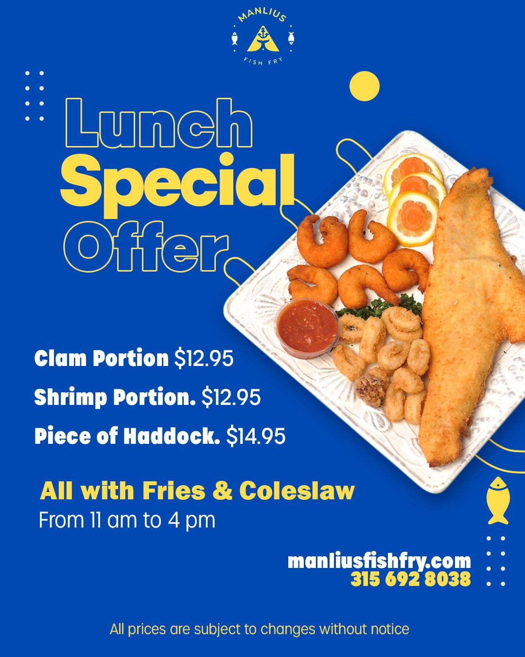 Menu at Manlius Fish Fry & Mediterranean restaurant, Manlius