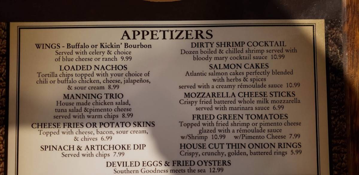 Menu at Porter Jacks Grill steakhouse, Manning
