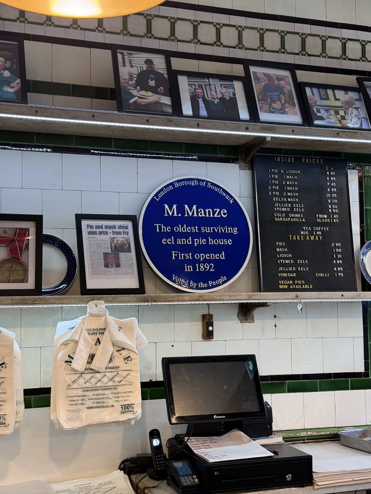 Menu at Manzes Pie and Mash restaurant, Hoddesdon