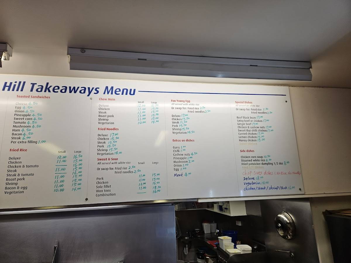 Menu at Māori Hill Takeaways fast food, Dunedin