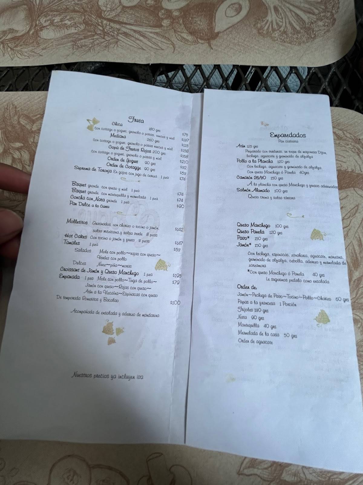 Carta del café Maque, Ciudad del México, Av. Emilio Castelar 209 G