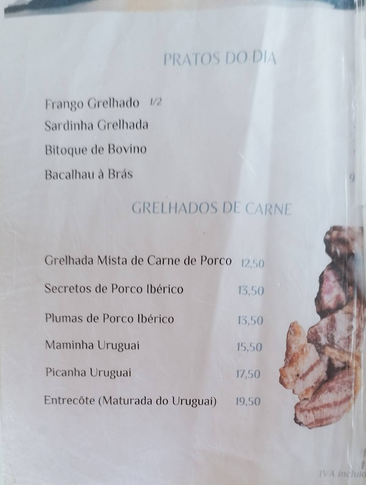 Menu em Mar e Monte restaurante, Altura