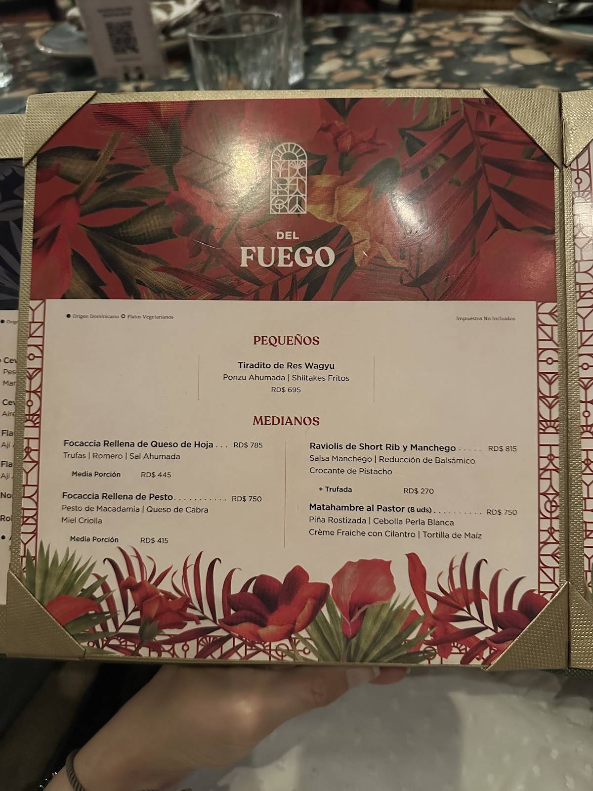Carta del restaurante Maraca, Santo Domingo