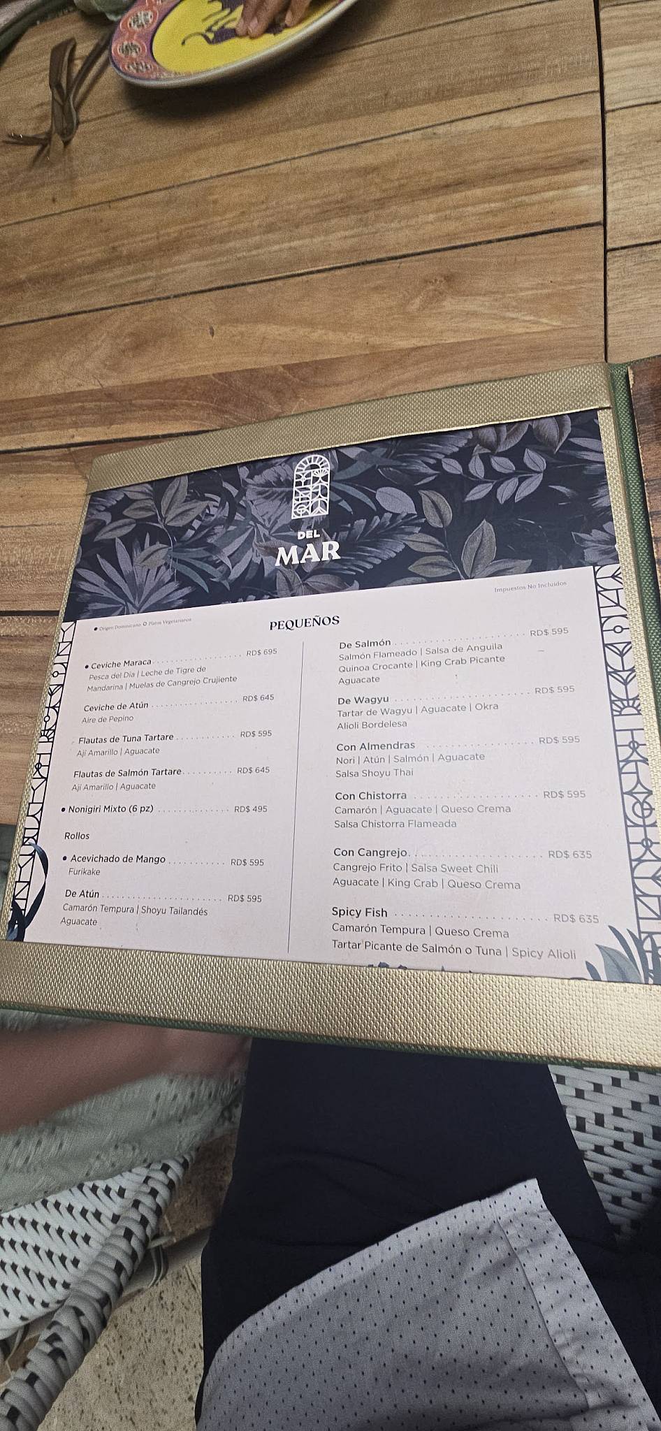 Carta del restaurante Maraca, Santo Domingo