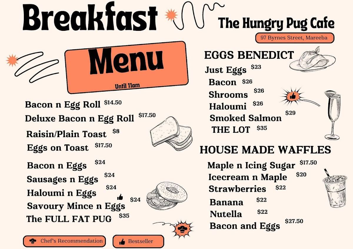 Menu at The Hungry Pug Mareeba cafe, Mareeba