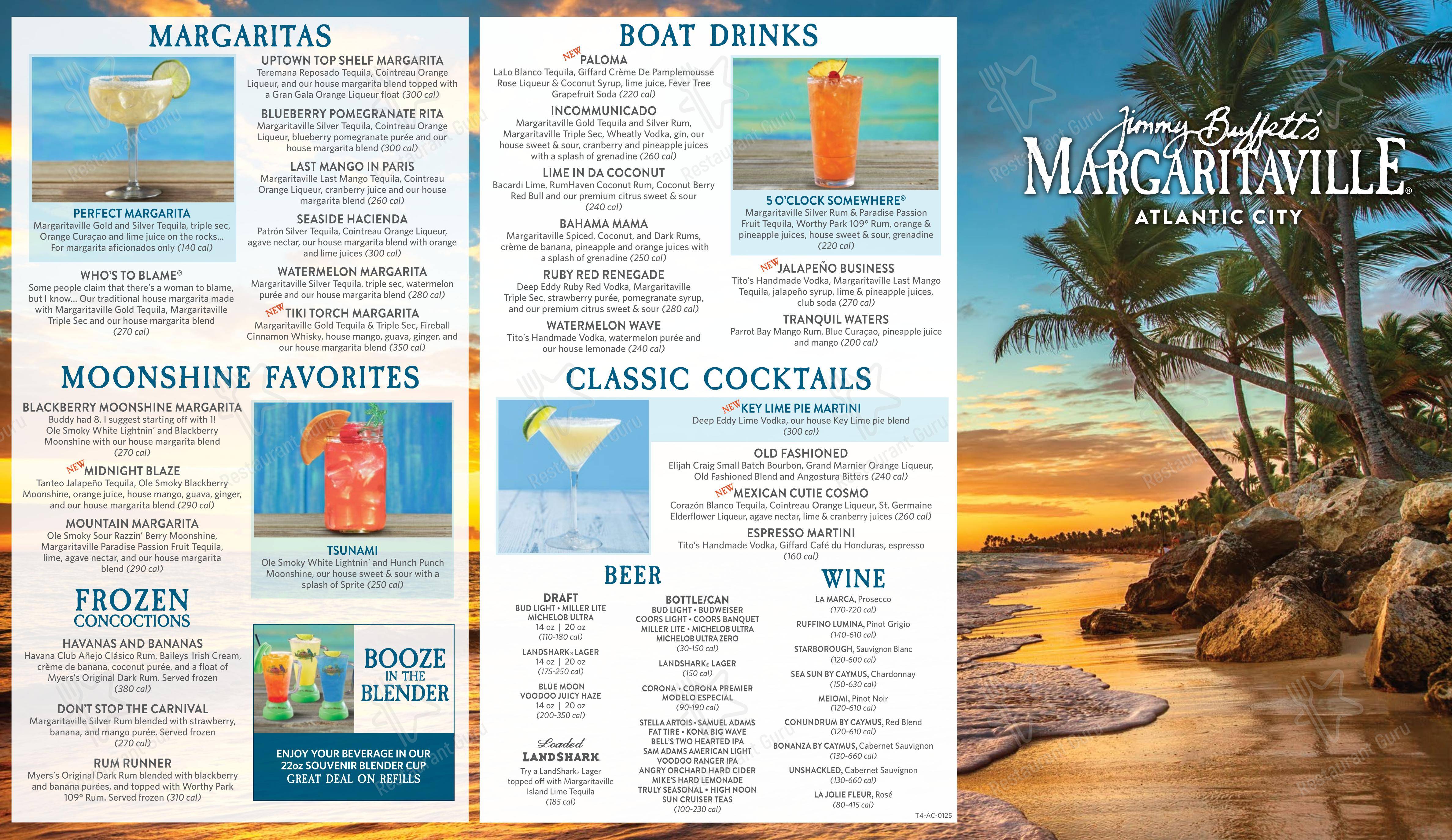Menu at Margaritaville Restaurant - Atlantic City, Atlantic City