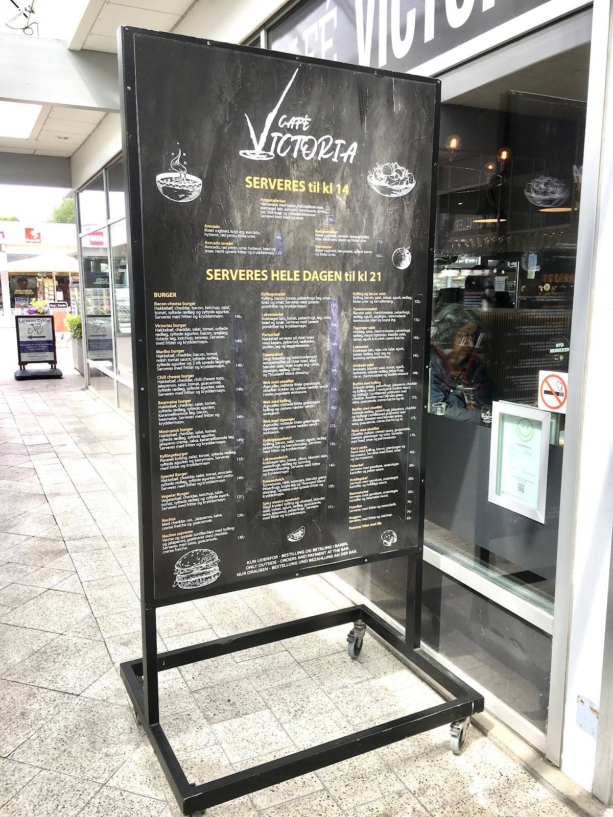 Menu at Cafe Victoria, Maribo