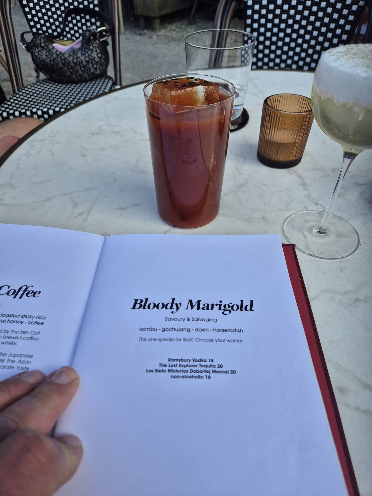 Menu at Marigold, Antwerp