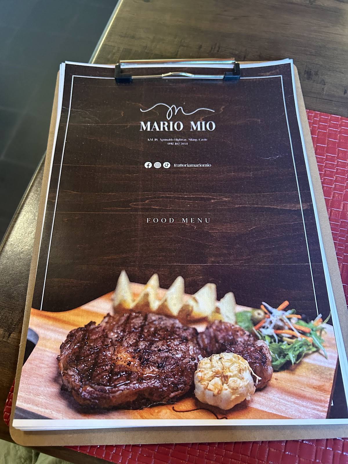Menu at Mario Mio restaurant, Silang, 5XV7+3HF