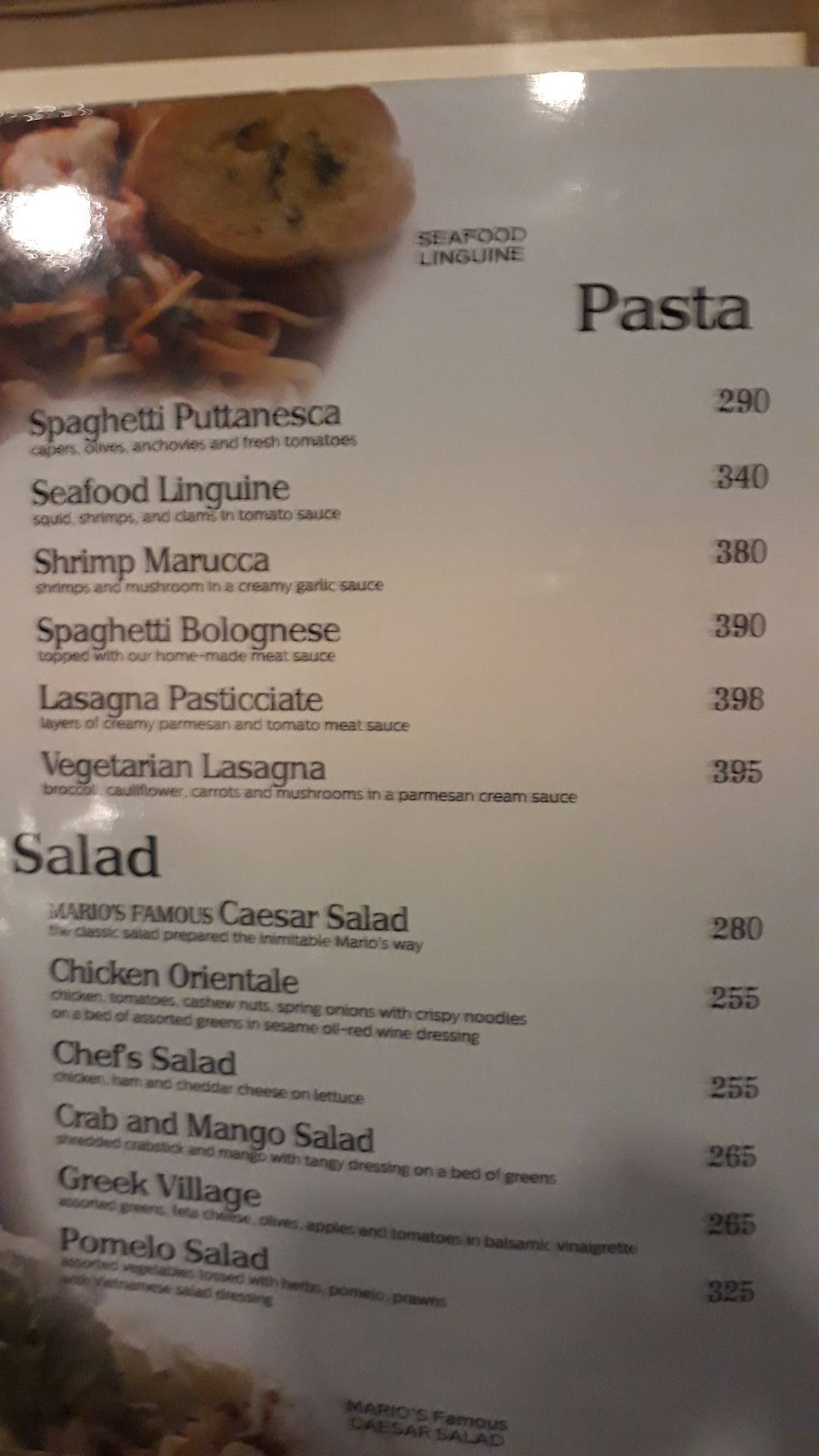 Menu at Mario's 8 Loakan Road, Baguio City steakhouse, Baguio