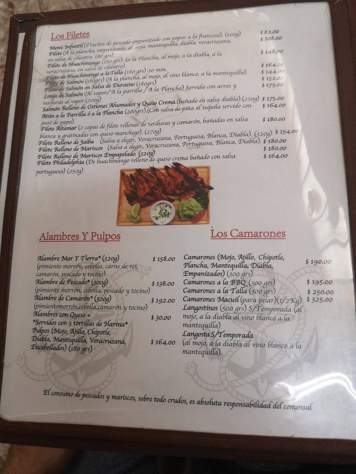 Carta del restaurante Mariscos Altamar, Ciudad del México, C. 7 70b ...