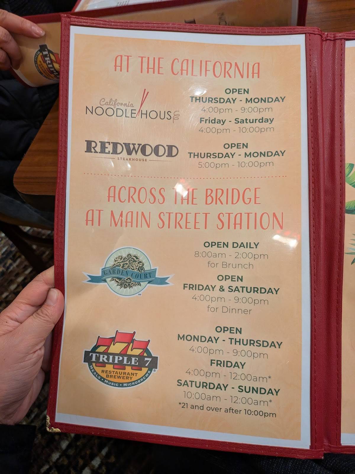 Menu at Market Street Café restaurant, Las Vegas