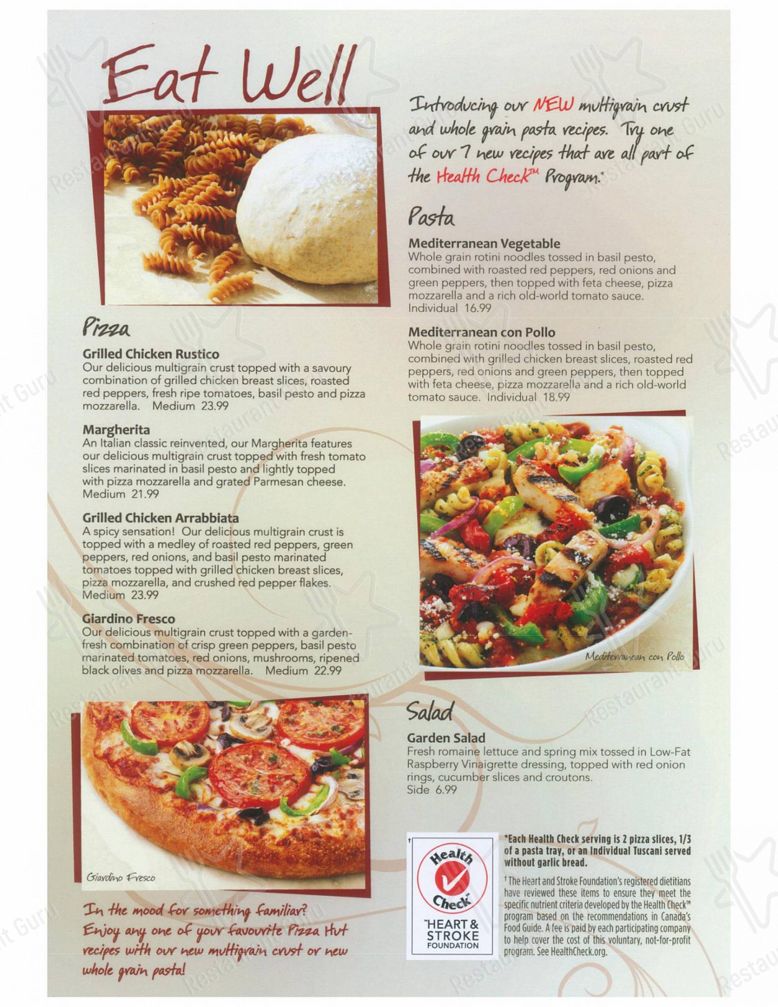 Menu at Mark's Family Restaurant, Yellowknife