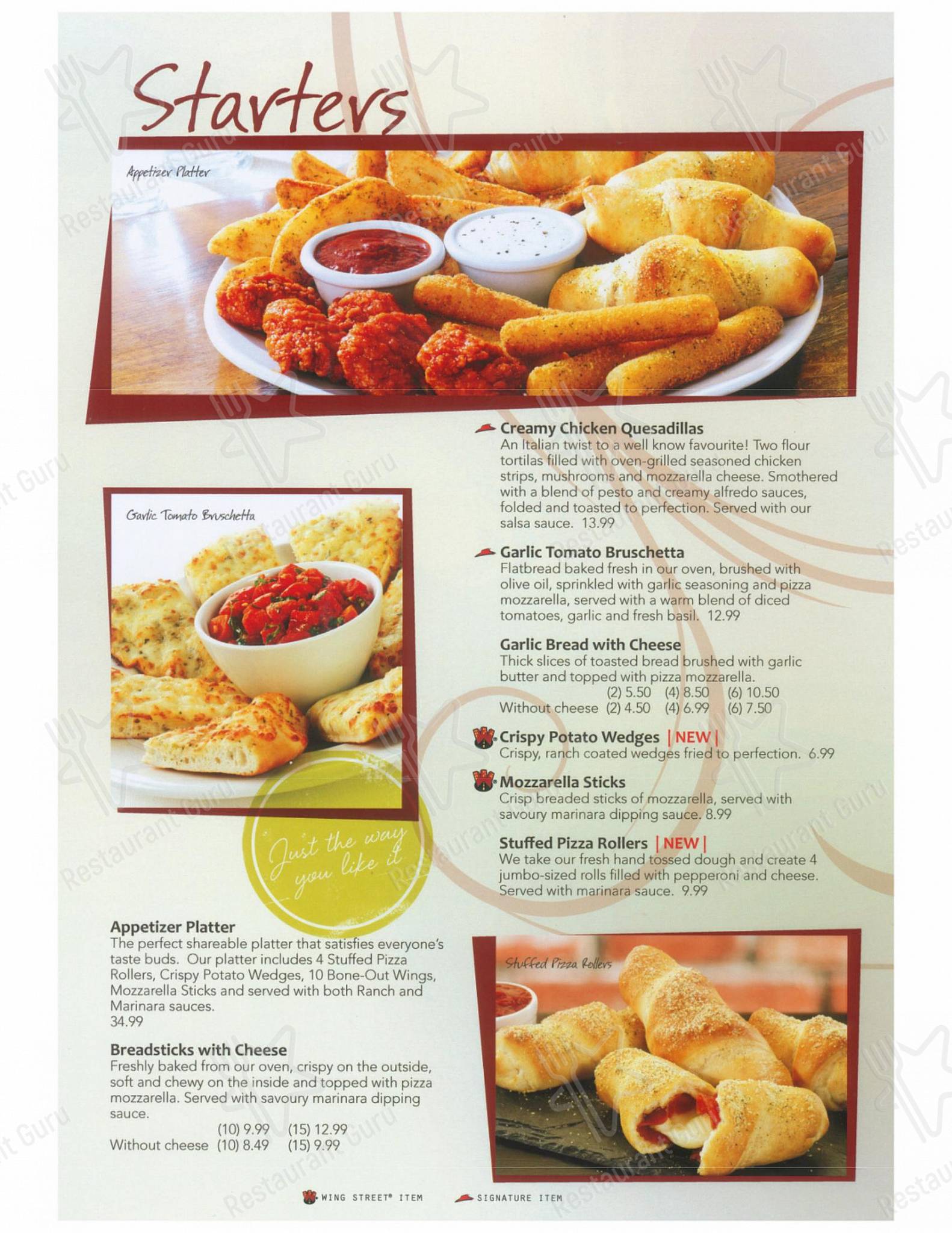 Menu at Mark's Family Restaurant, Yellowknife