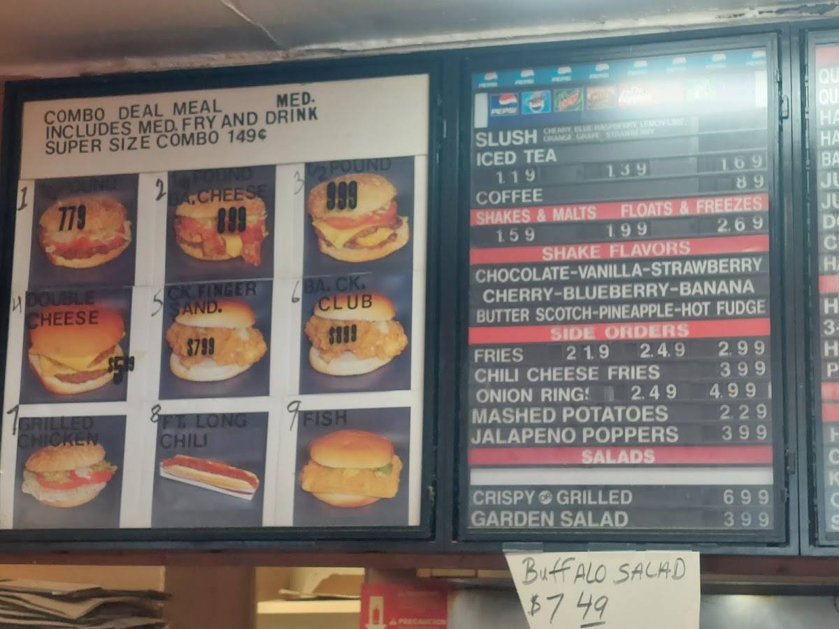 Menu at Mark's restaurant, Brewton