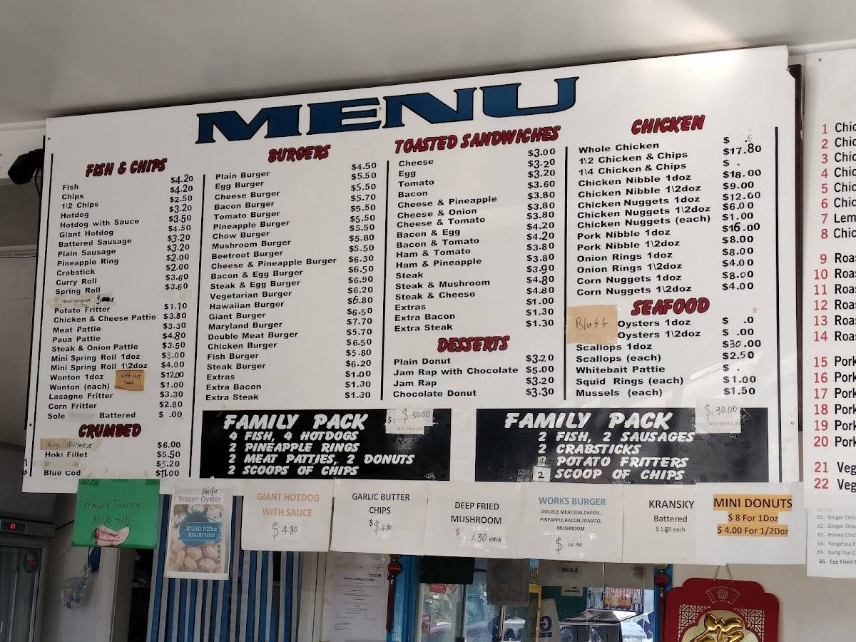 Menu at Maryland Food Bar, Christchurch