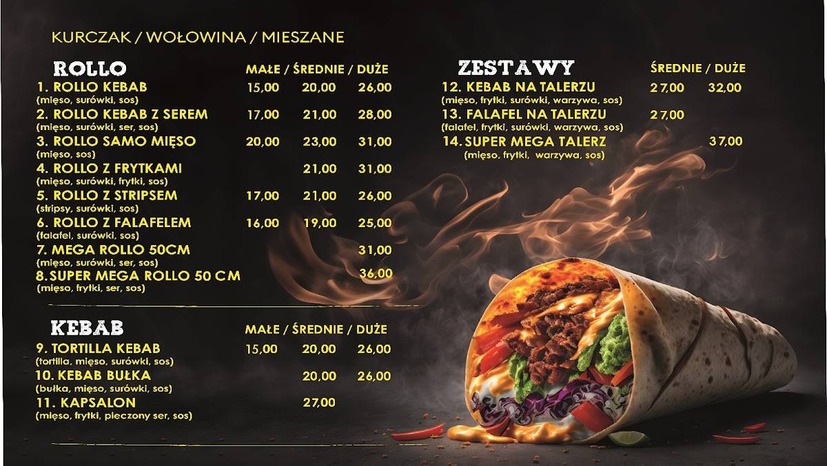 Menu at Mast Kebab Lipno restaurant, Lipno