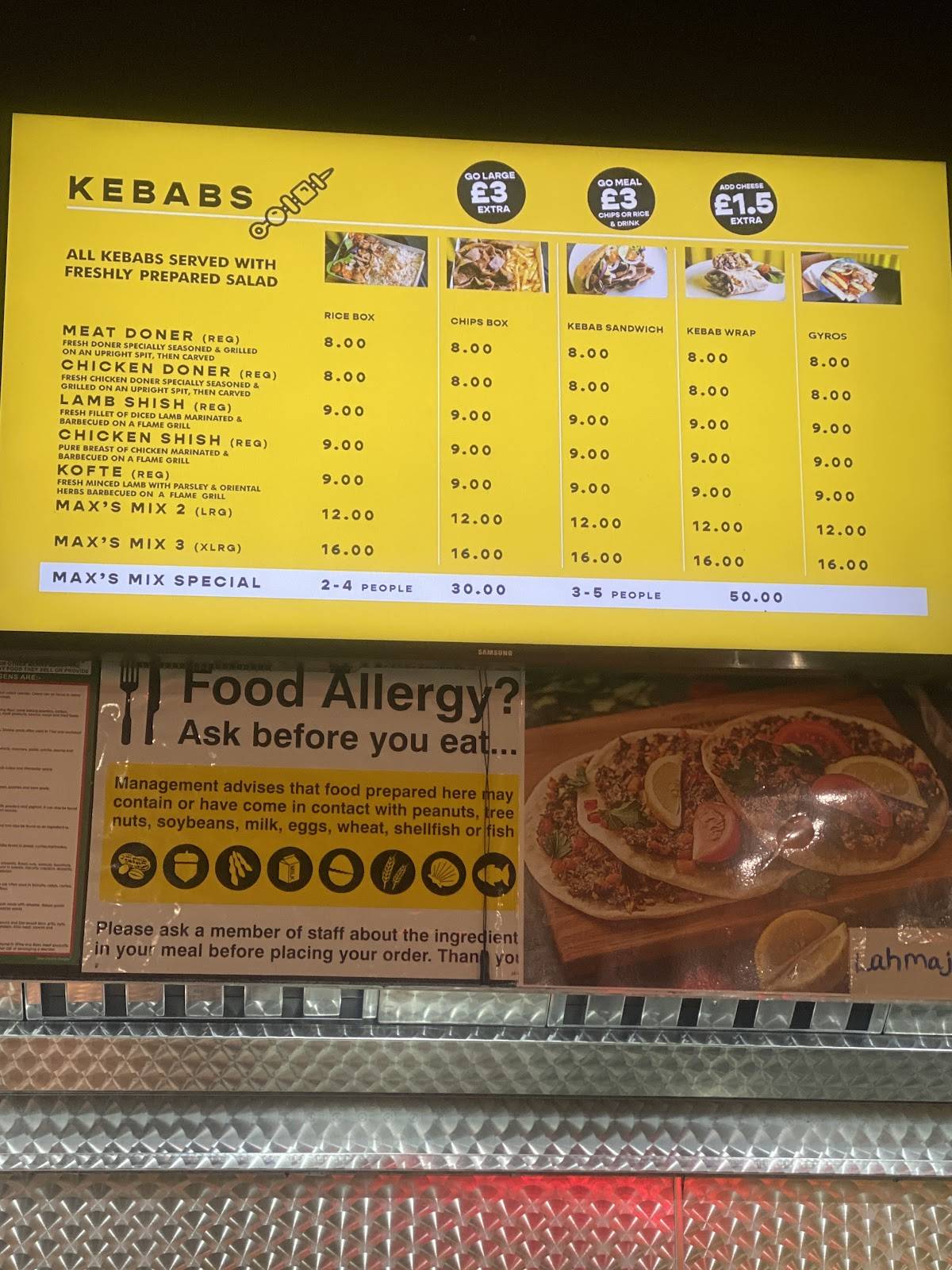 Menu at Maxs Kebab Shop fast food, Hatfield