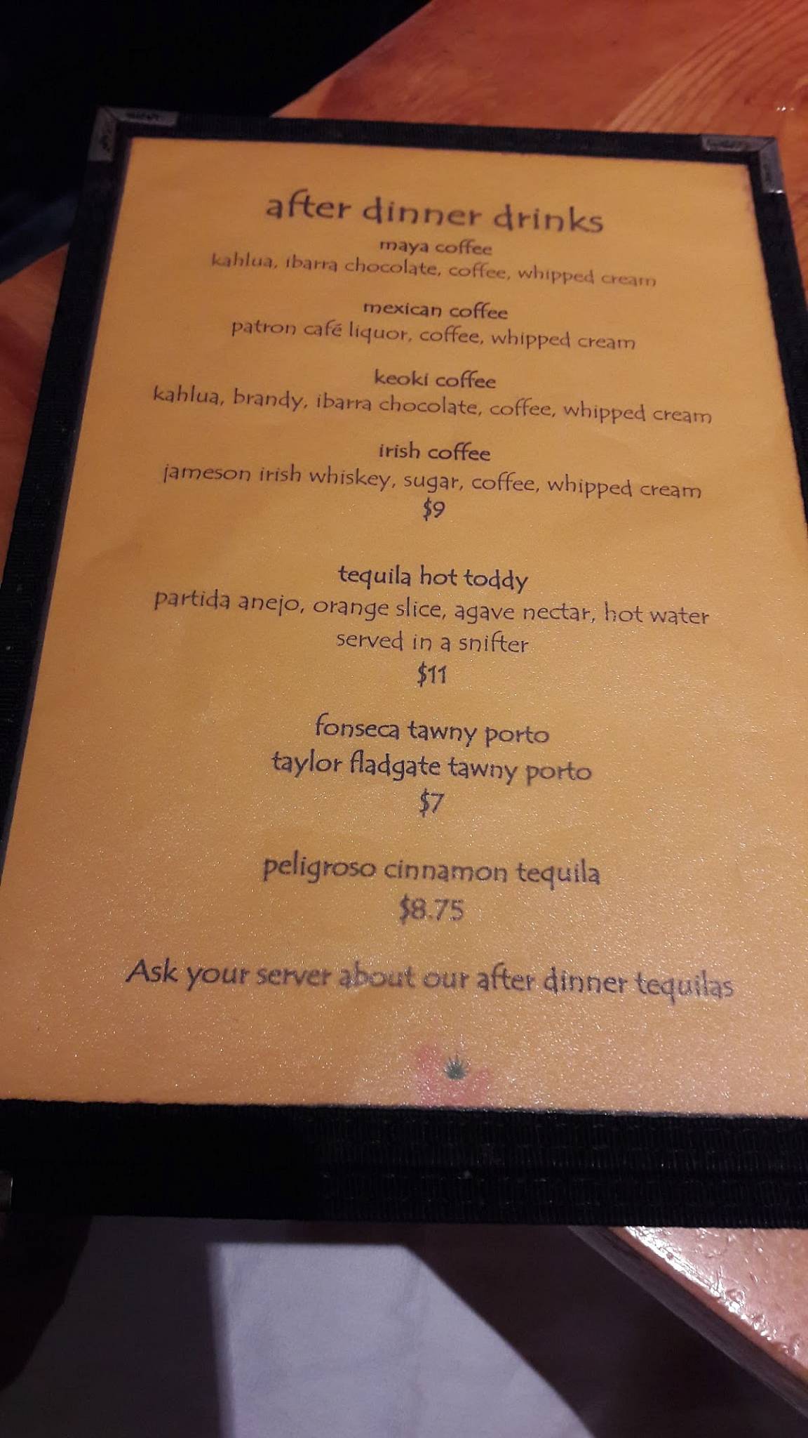 Menu at Maya Restaurant, Sonoma