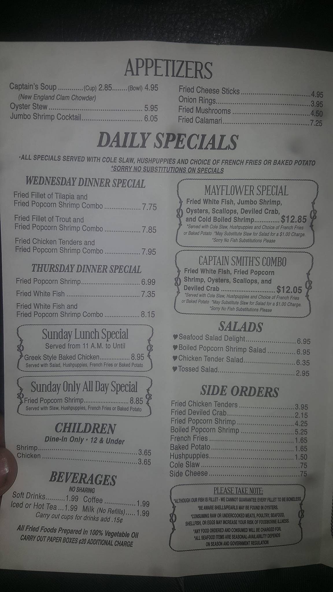 Menu at Mayflower Seafood Restaurant, Danville