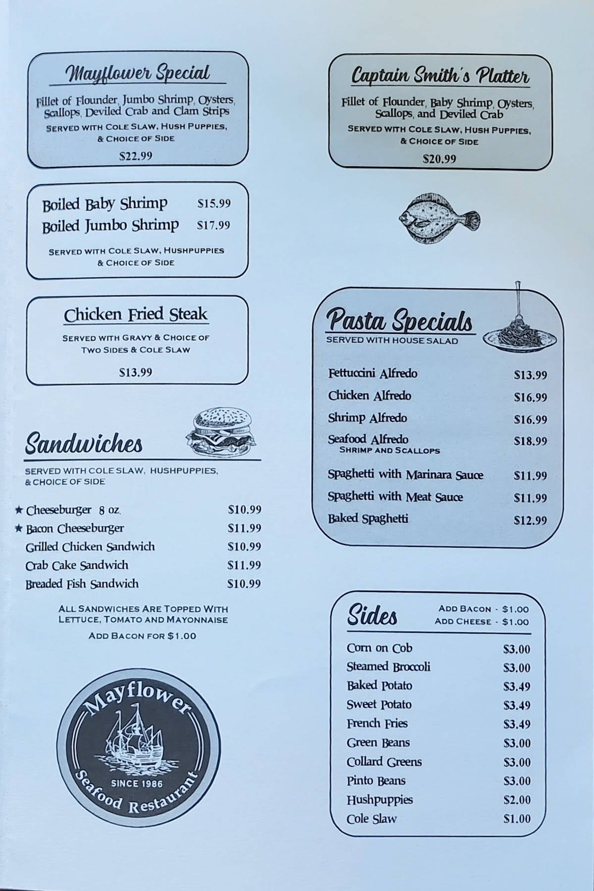 Menu at Mayflower Seafood Restaurant, Elizabethton, US-19E