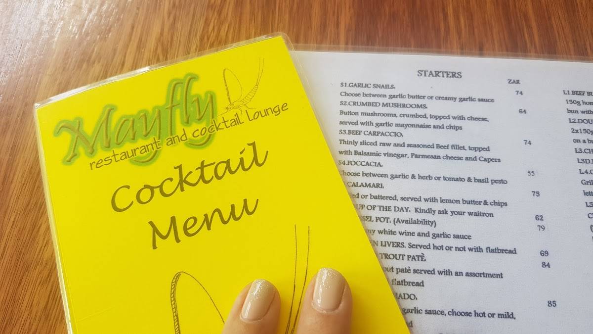 Speisekarte von Mayfly Restaurant & Cocktail Lounge, Dullstroom