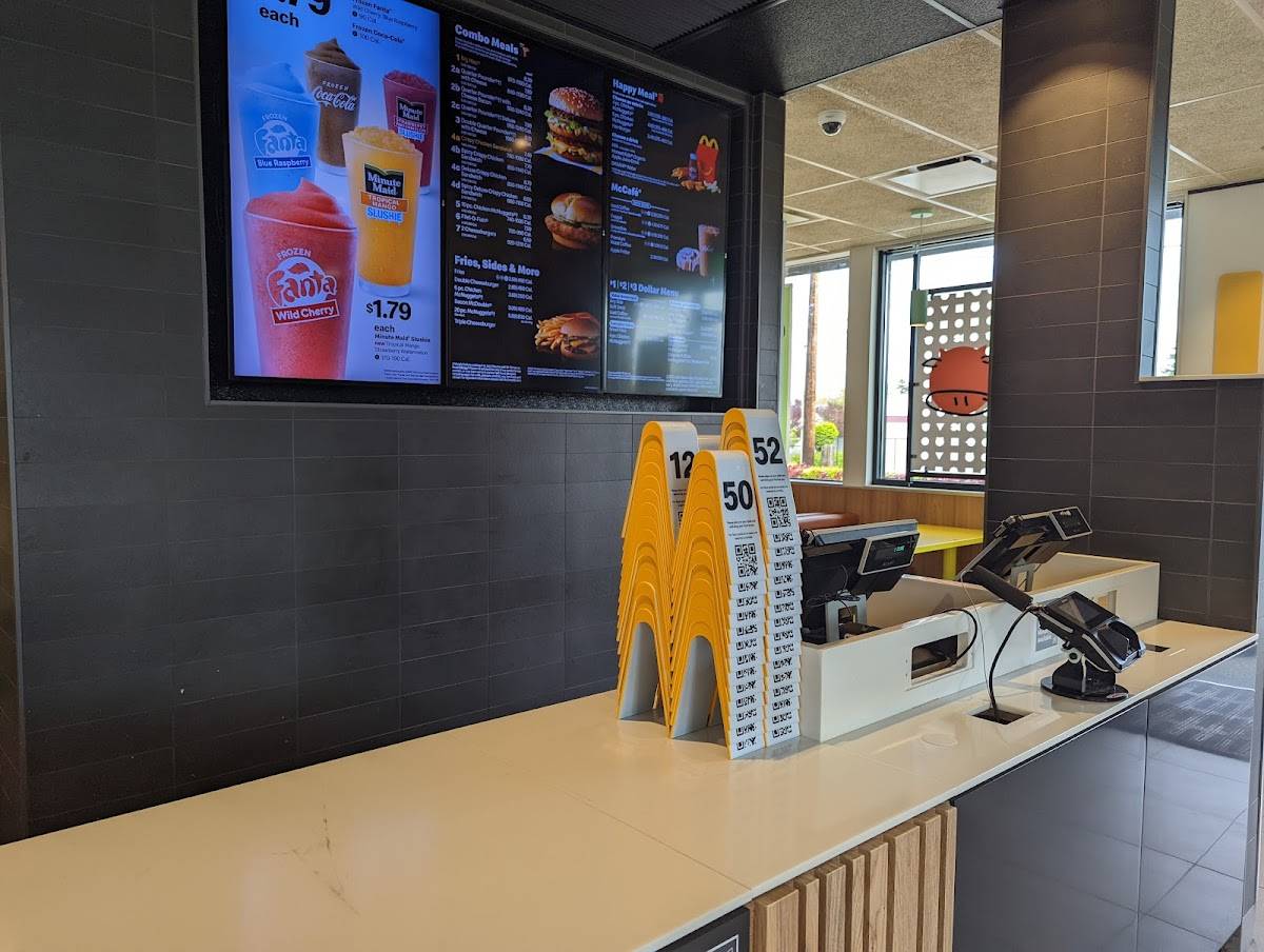 Menu at McDonald's fast food, Everett, Everett Ave