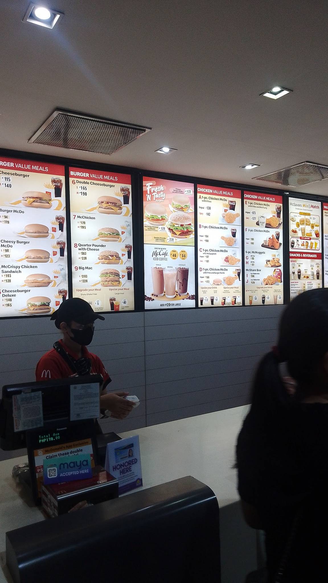 Carta del restaurante McDonald's KJC Compound, Dávao, 1
