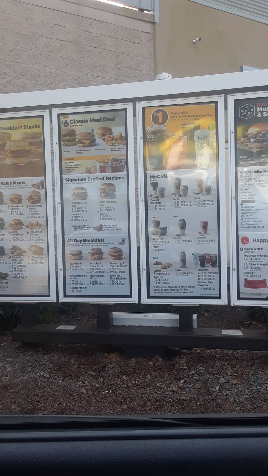 Menu at McDonald's fast food, Pensacola, W Fairfield Dr