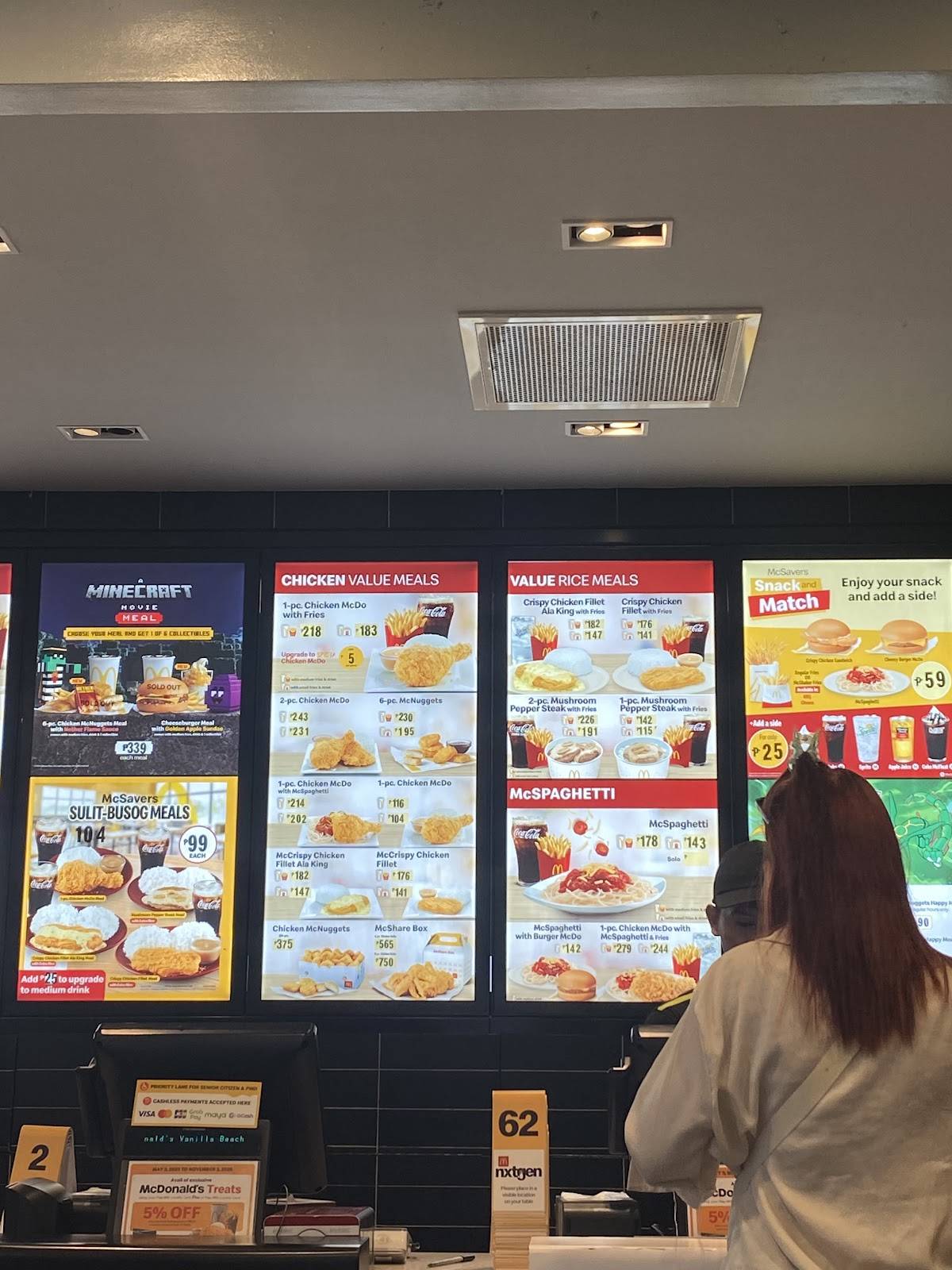 Menu at McDonald's restaurant, El Nido
