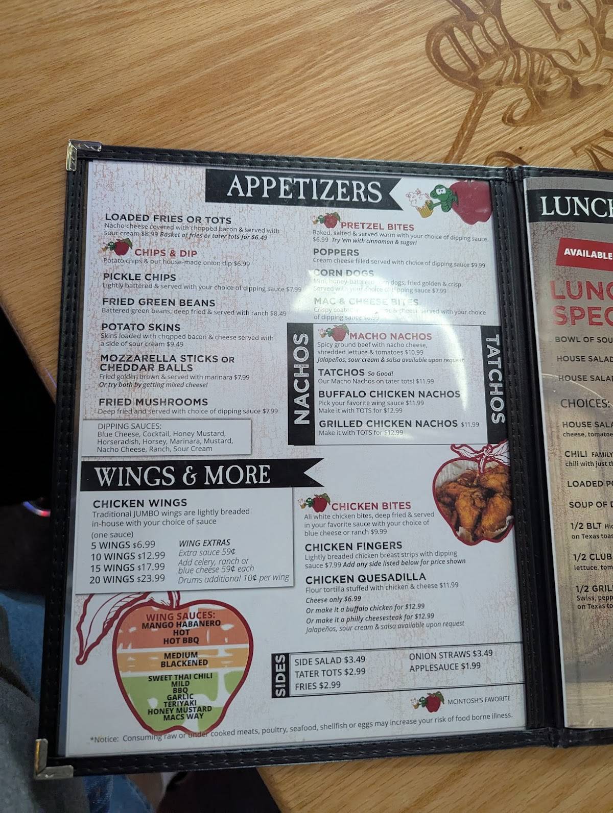 Menu at McIntosh's Pub & Grub, Bellbrook