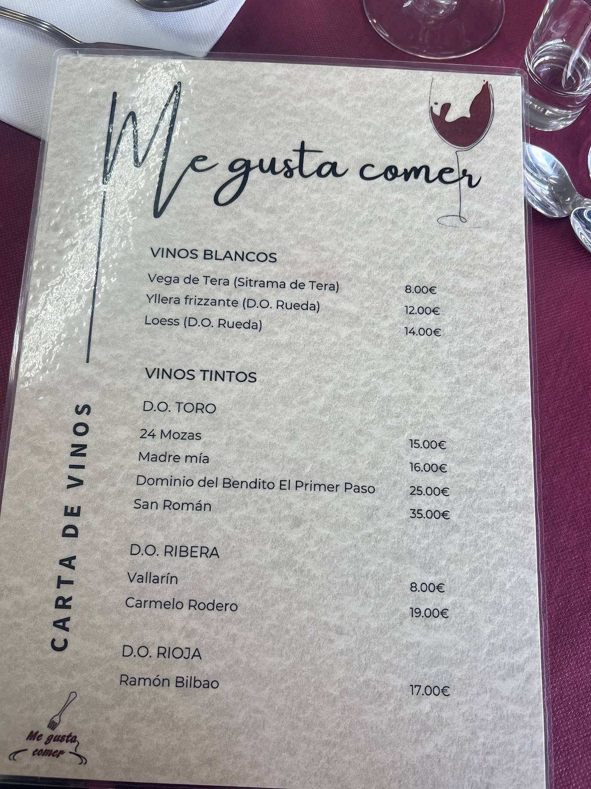 Carta del pub y bar Me Gusta Comer, Rionegro del Puente
