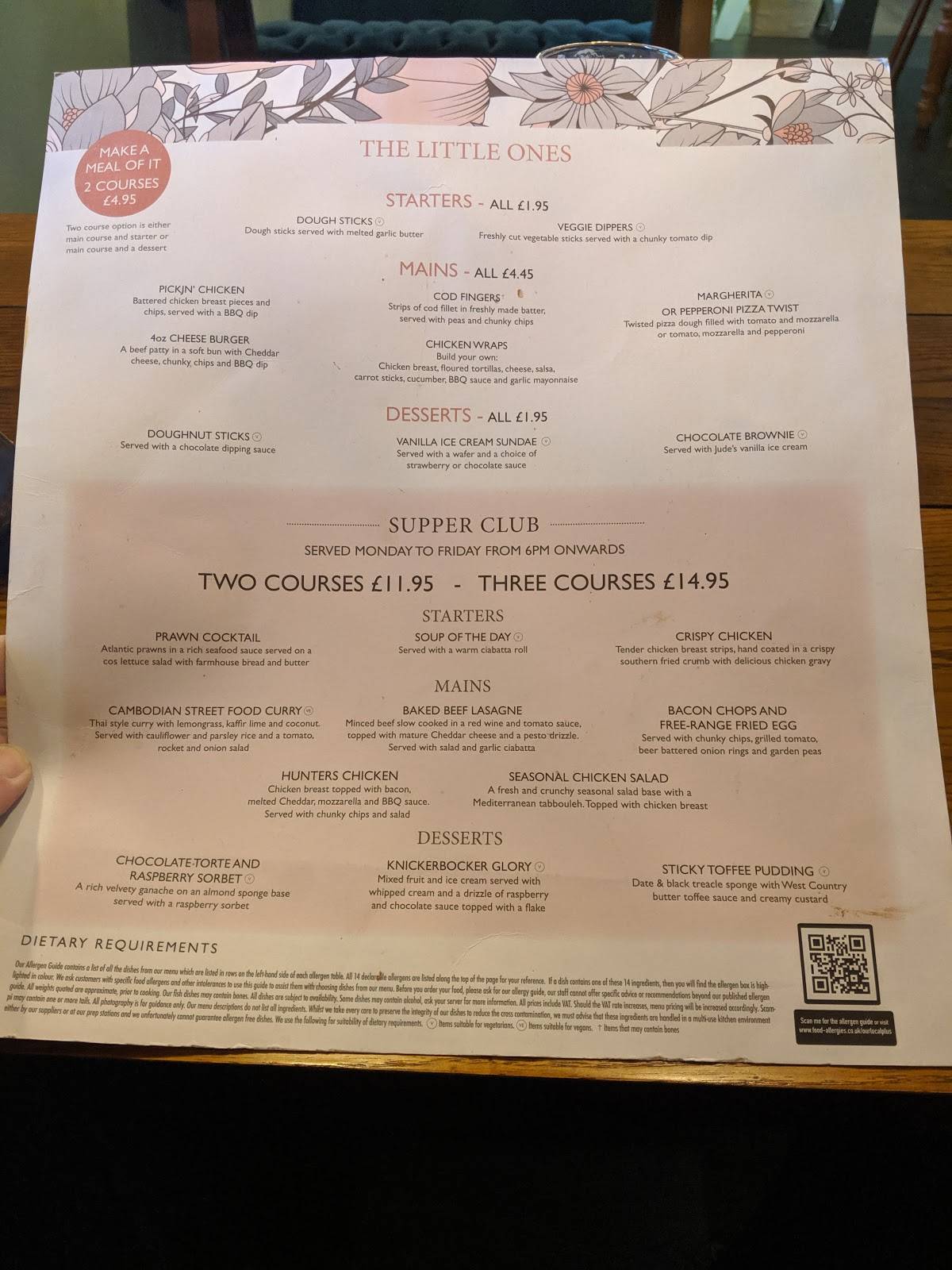 Menu at The Meadow House pub & bar, Berwick-upon-Tweed, North Rd