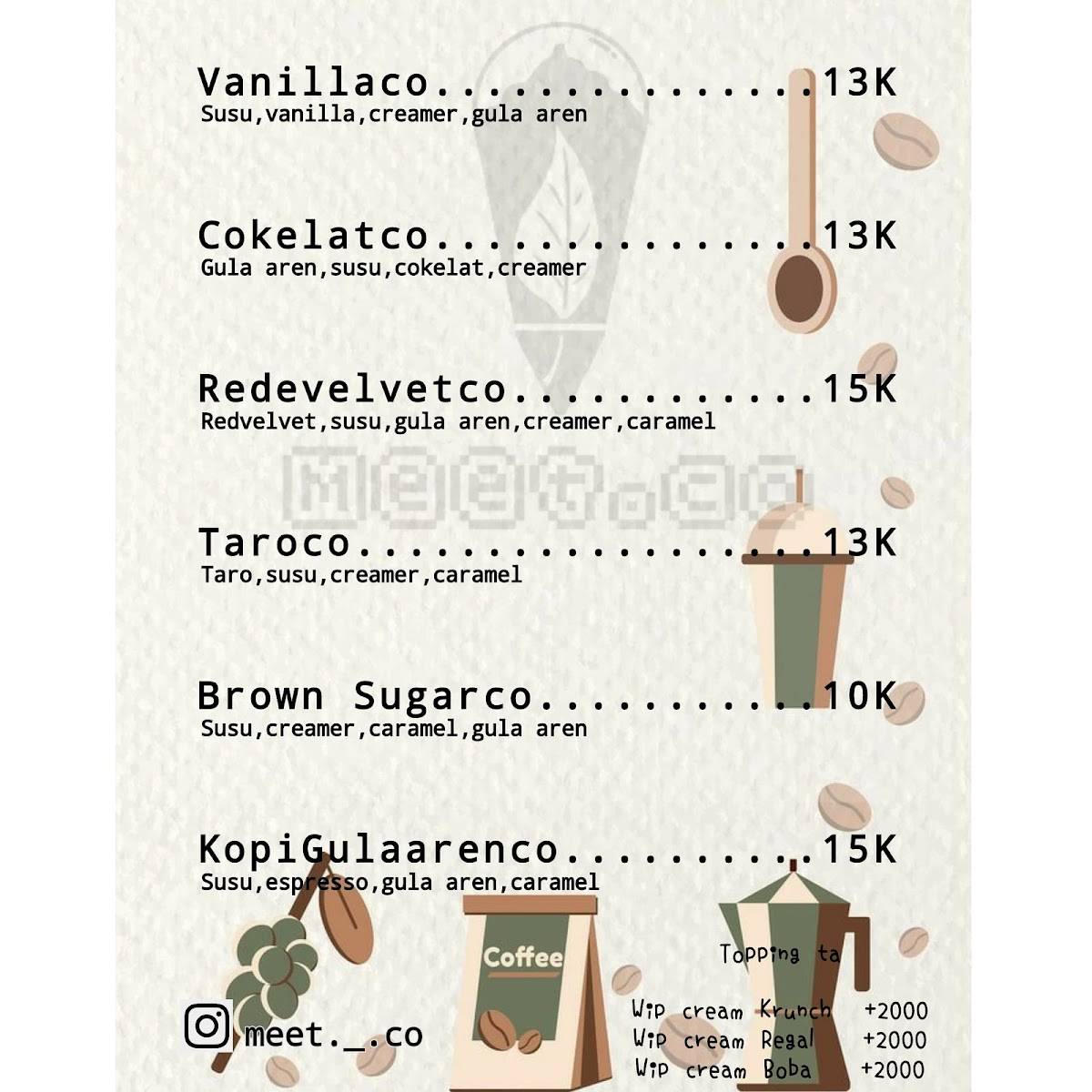 Menu at Meet.co MINUMAN KEKINIAN, Indonesia