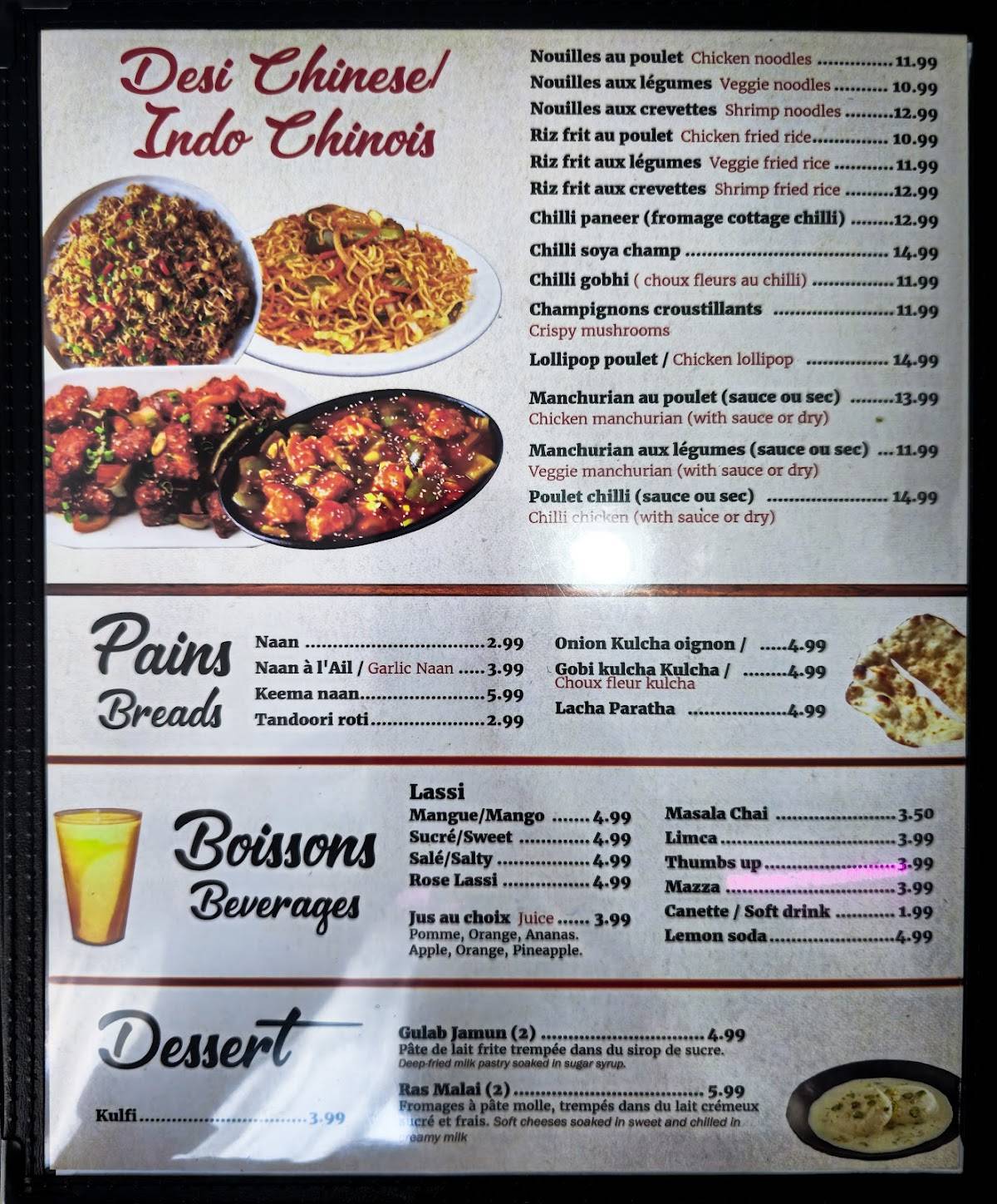 Menu au Mehfil Restaurant & Event Hall, Laval