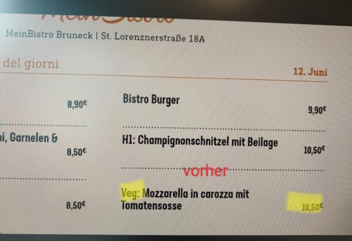 Speisekarte von BIKA Bistro Bruneck, Bruneck
