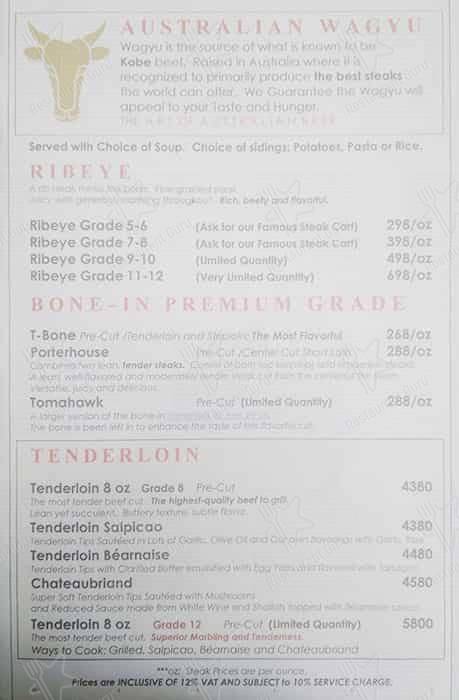 Menu at Melo's Steak House steakhouse, Taguig, H22V+VQW