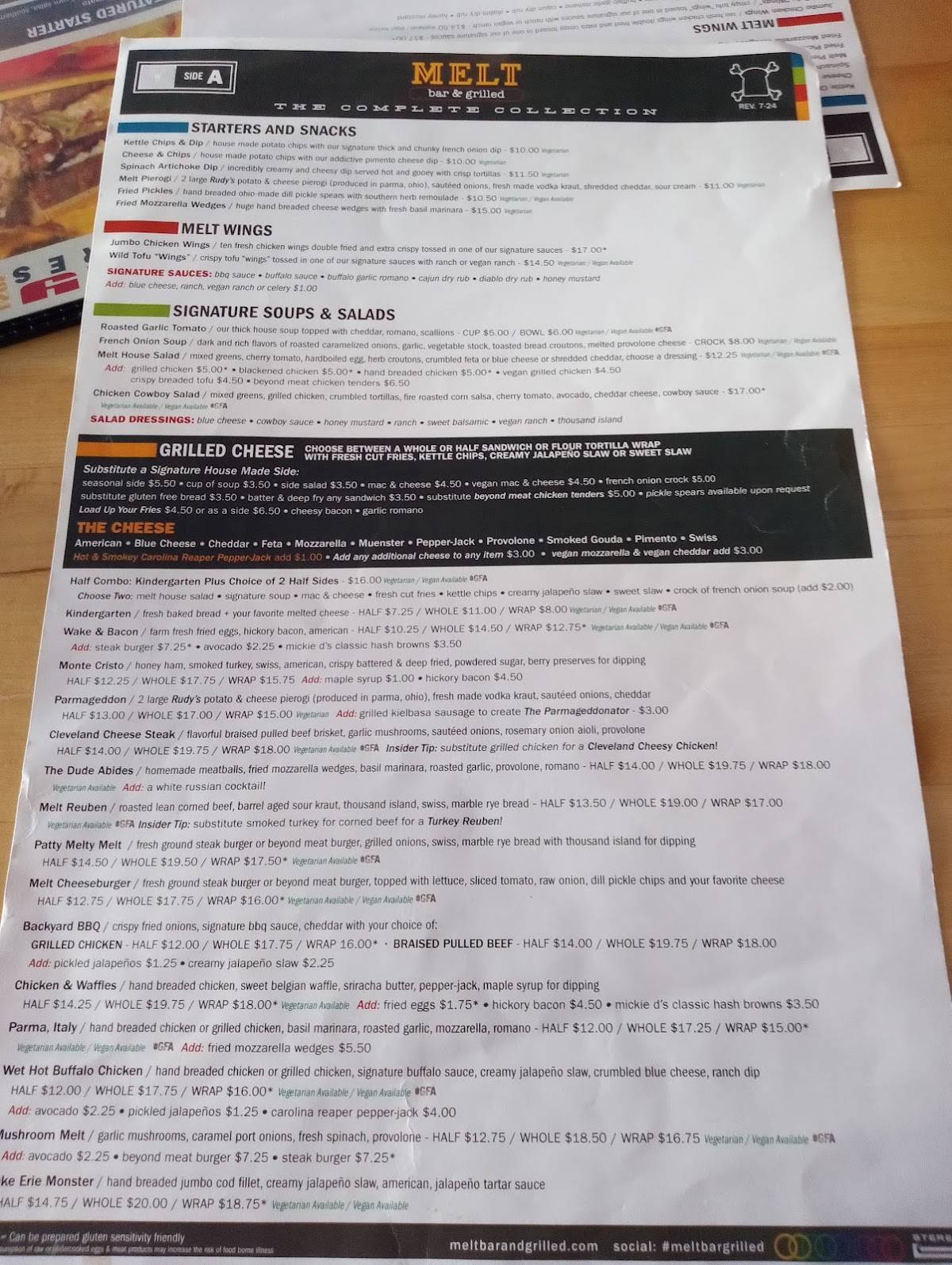 Menu at Melt Bar and Grilled, Akron
