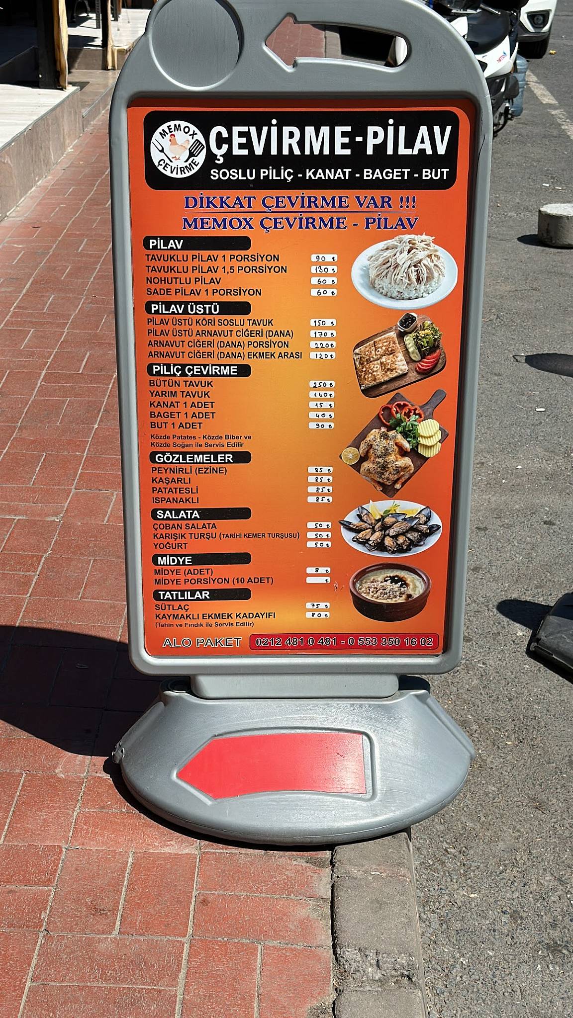 Menu at Memox Çevirme Pilav, Istanbul