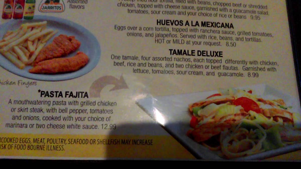 Menu at El Porton restaurant, Memphis, Poplar Ave