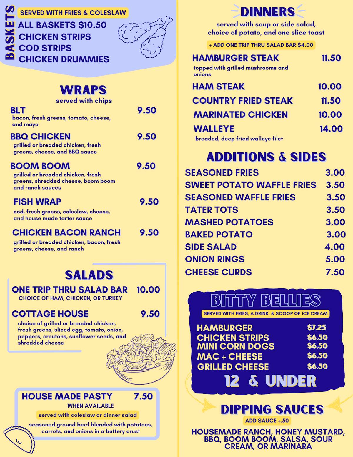 Menu at The Cotty- formerly Cottage House Cafe, Menahga